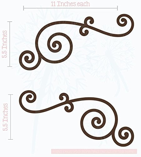 Curly Swirls 2pc Wall Art Decals Vinyl Stickers Home Décor 11x5.5-inch ...