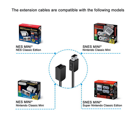 2PCS Extension Cables Mini Controller cable for Super Nintendo Gamepad ...