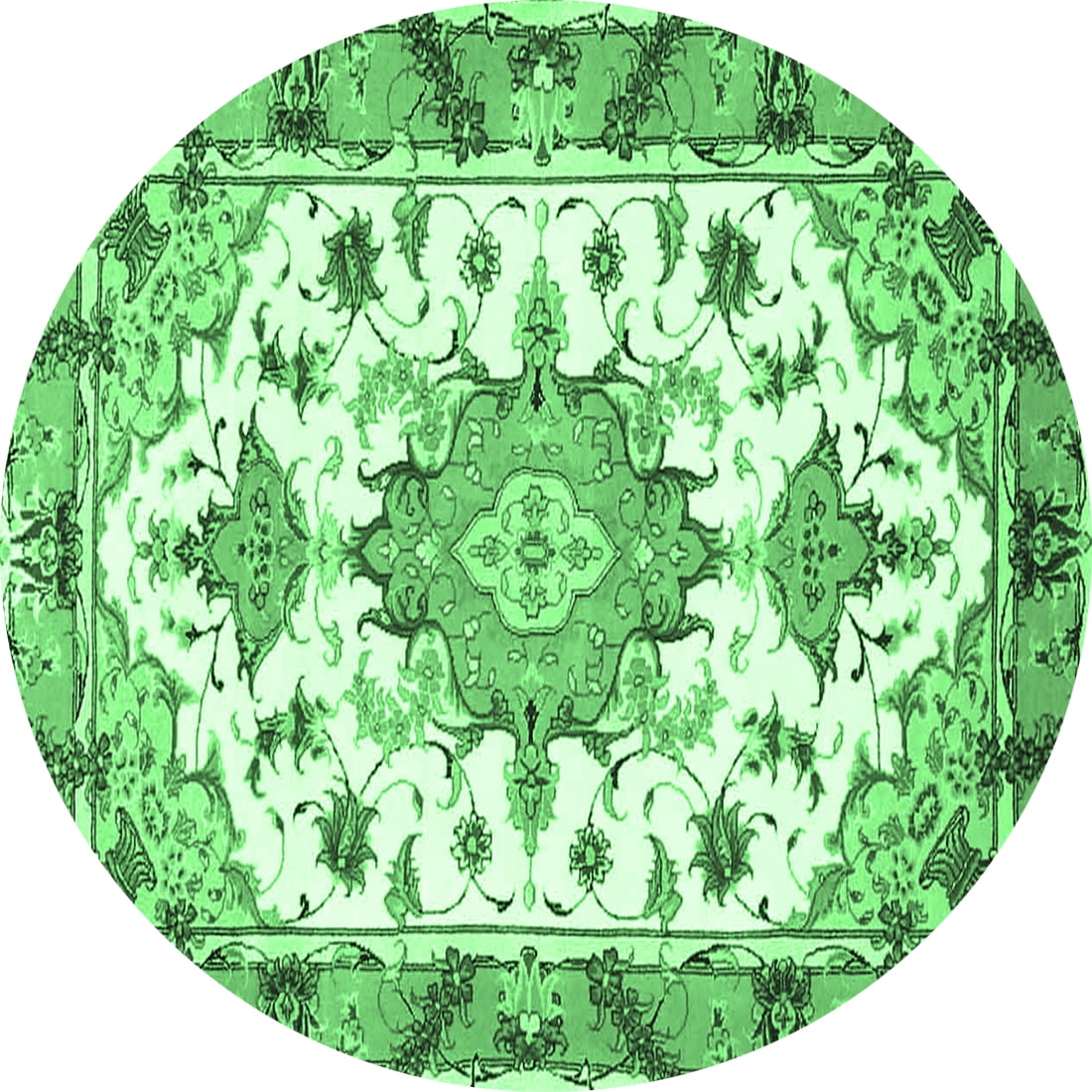 Ahgly Company Indoor Round Medallion Emerald Green Traditional Area ...