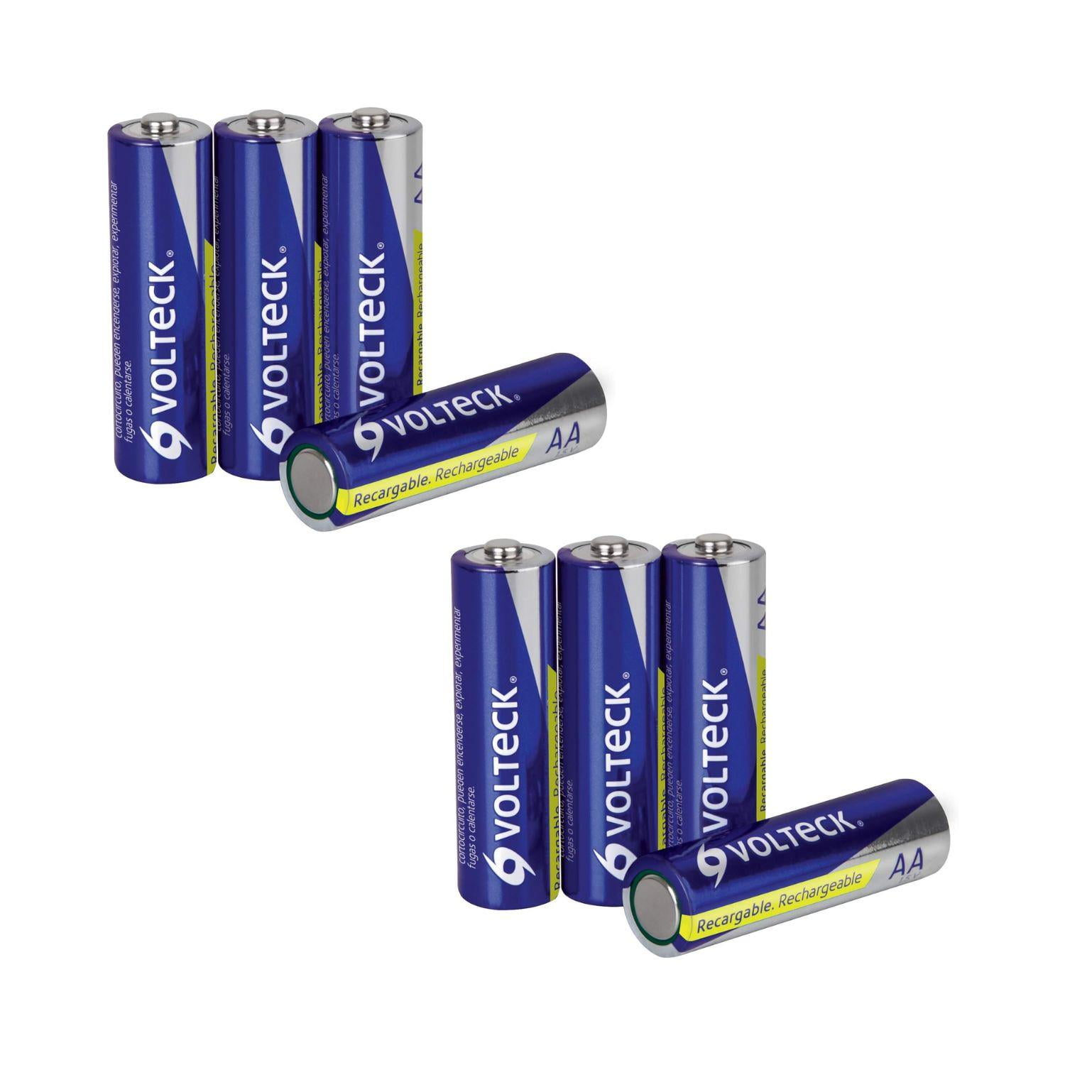 VOLTECK 2 Pack de 4 Pilas Recargables AA 1300 mAh RE-AA2 negro | Bodega ...