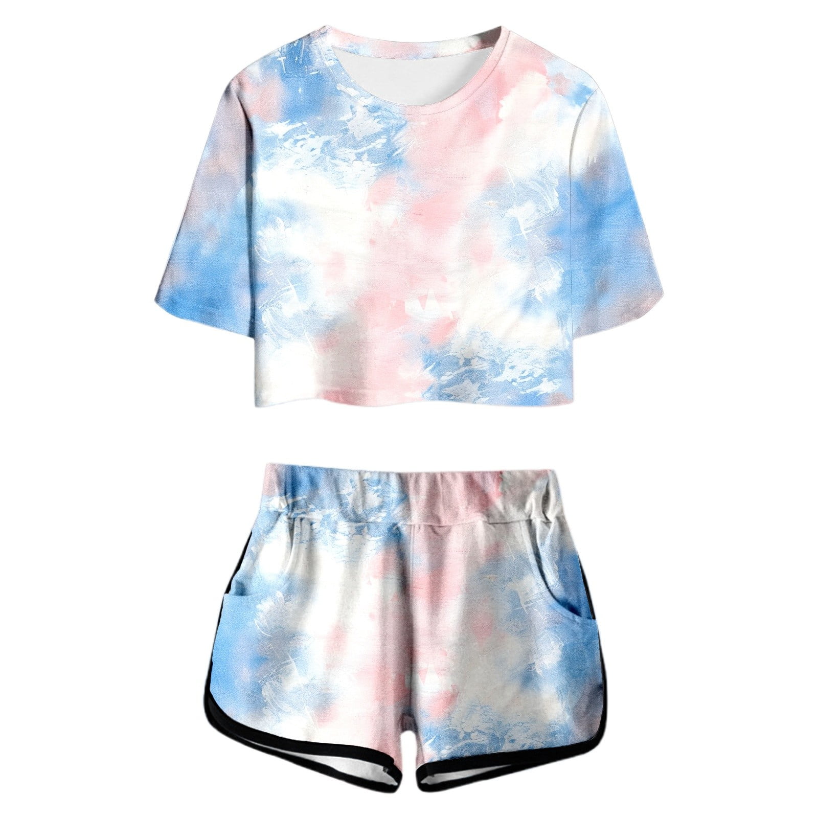 Click here for Wenxiaoo Kids Girl Summer Outfits Tie-Dye Short Sl... prices