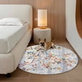 Colorful Leaves Round Area Rugs Collection 7', Modern Abstract Spring ...