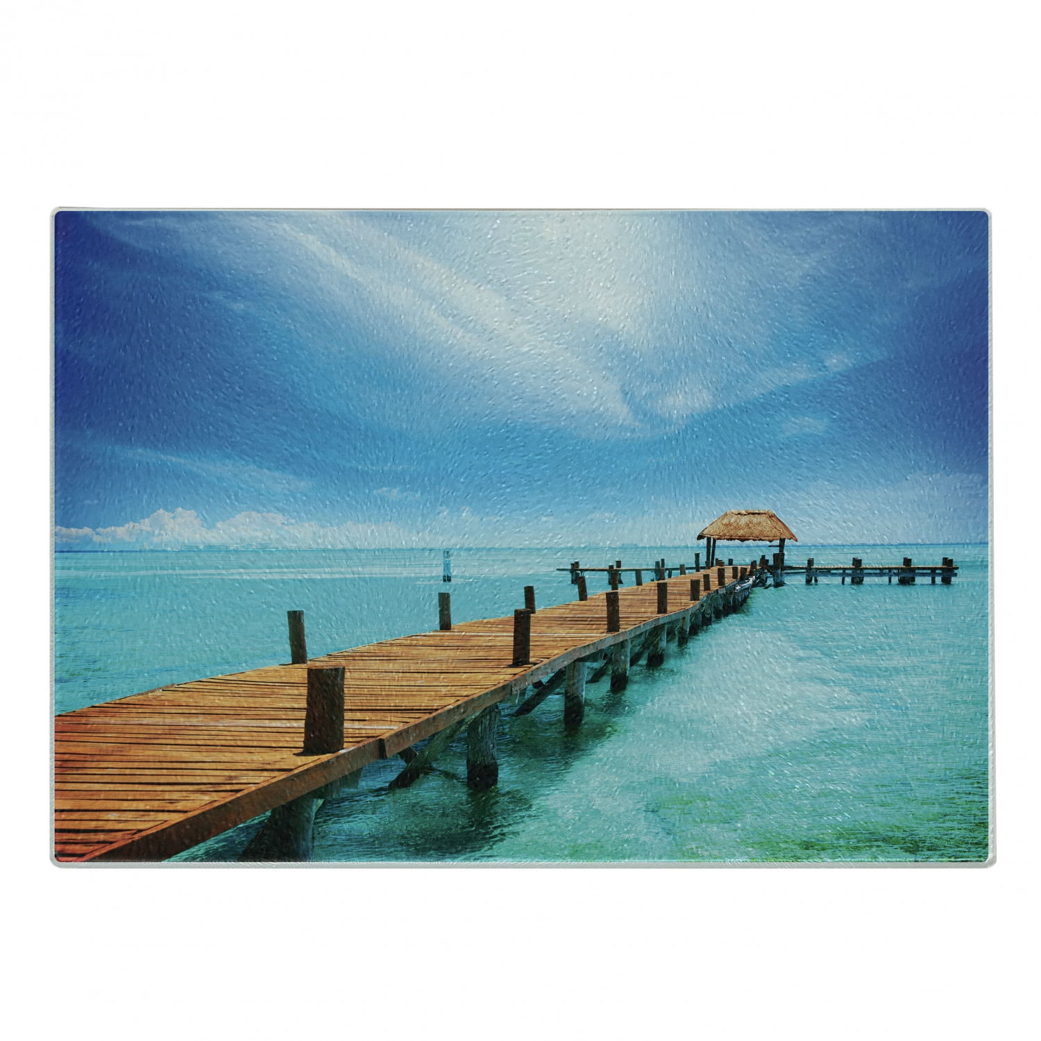 Tropical Cutting Board, Exotic Hawaiian Wooden Pier Design Warm Ocean ...
