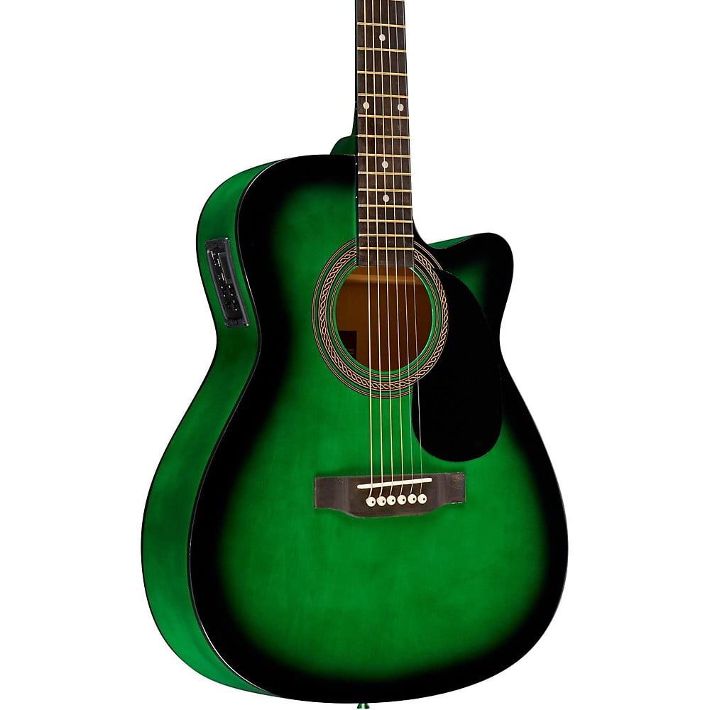 Rogue RA-090 Concert Cutaway Acoustic-Electric Guitar Green Blue Burst ...