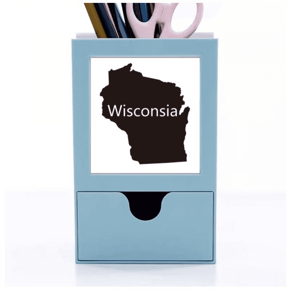 Wisconsin America USA Map Outline Desk Supplies Organizer Pen Holder ...