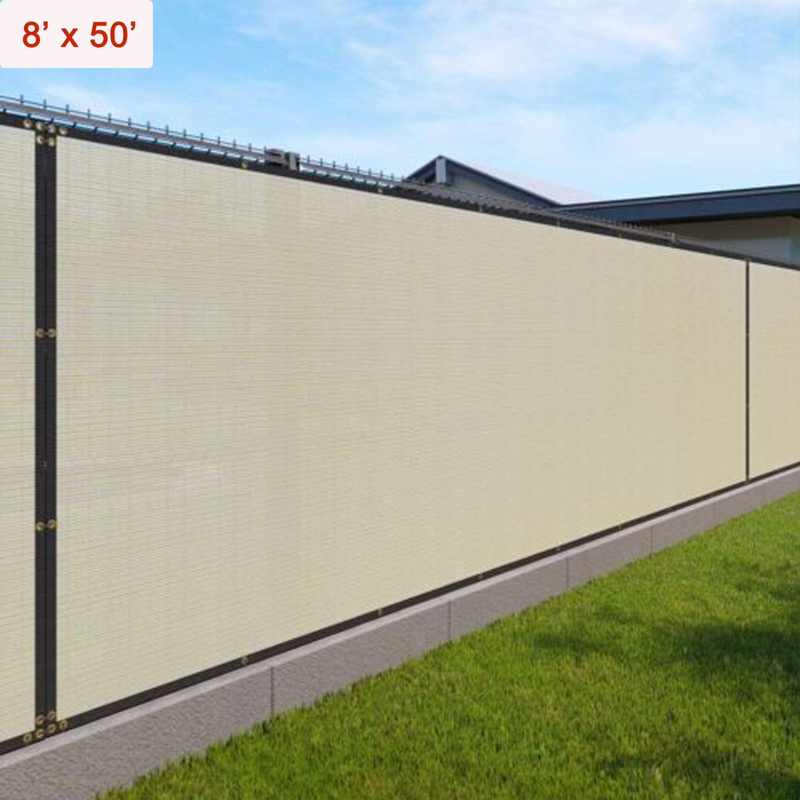 TKOOFN 8' x 50' Outdoor Privacy Fence Screen Mesh Cover for Backyard ...