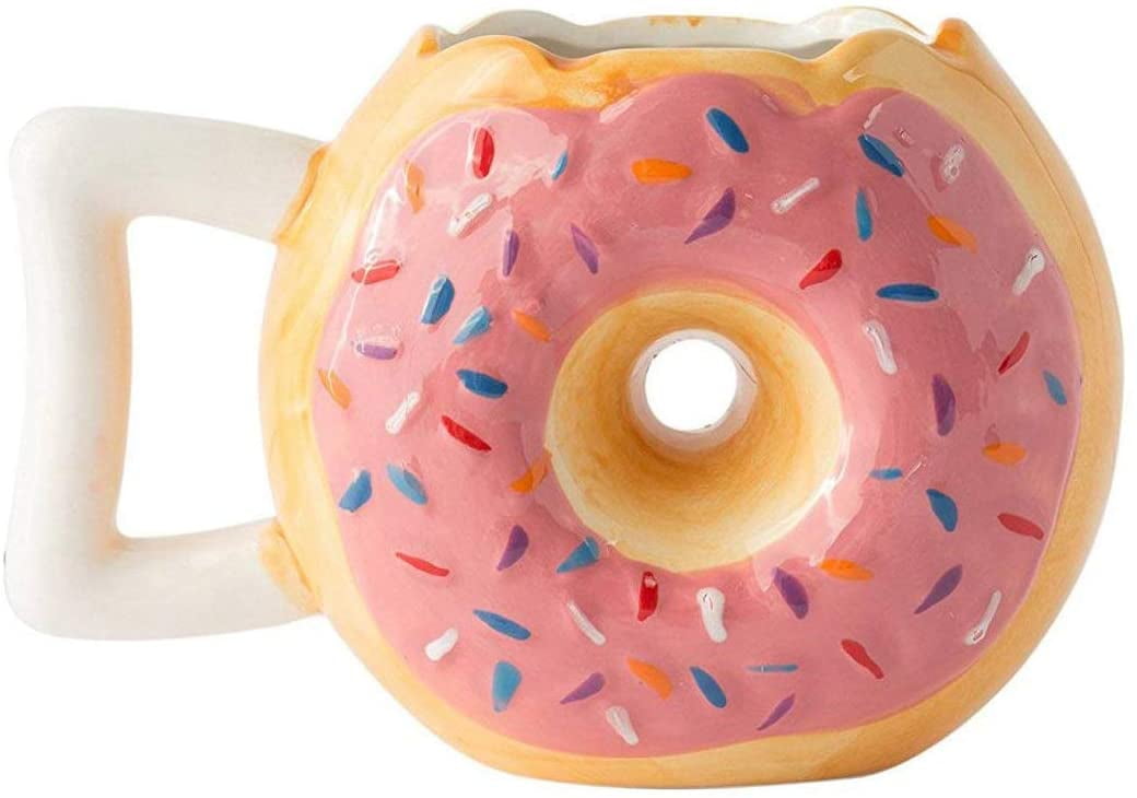 Ceramic Donut Mug Delicious Pink Glaze Doughnut With Sprinkles