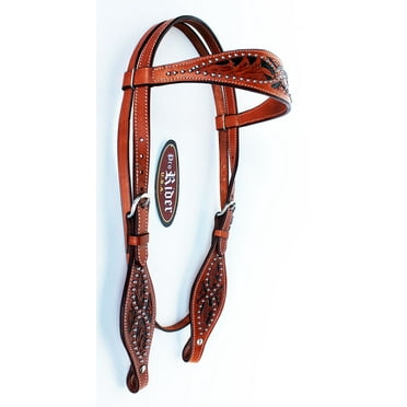 Horse Western 8ft Harness Leather Split Reins w/ Blue Rhinestones ...