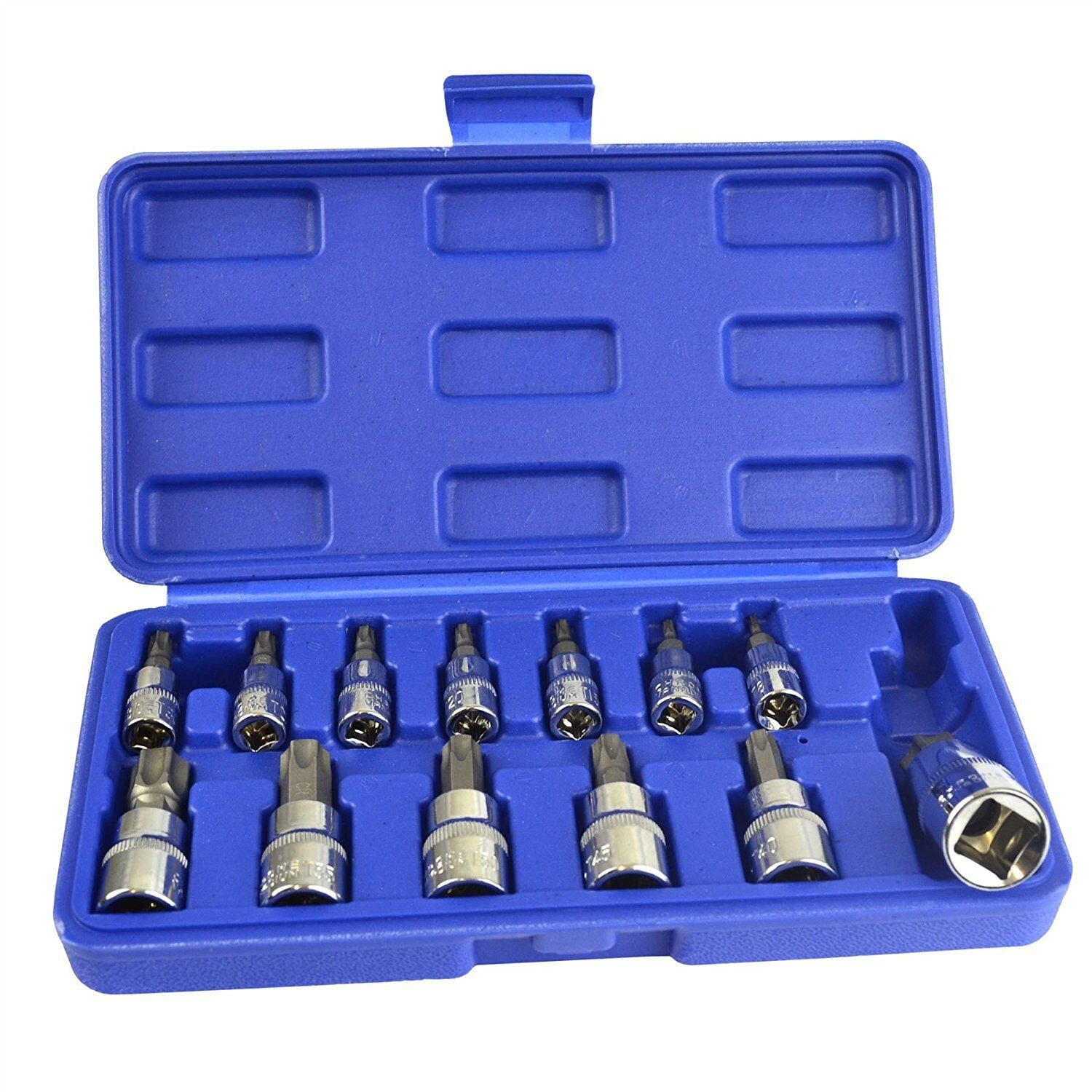 13pc Tamper Proof Torx Star Bit Socket Set 1/4, 3/8, and 1/2" Drive With Case - Walmart.com