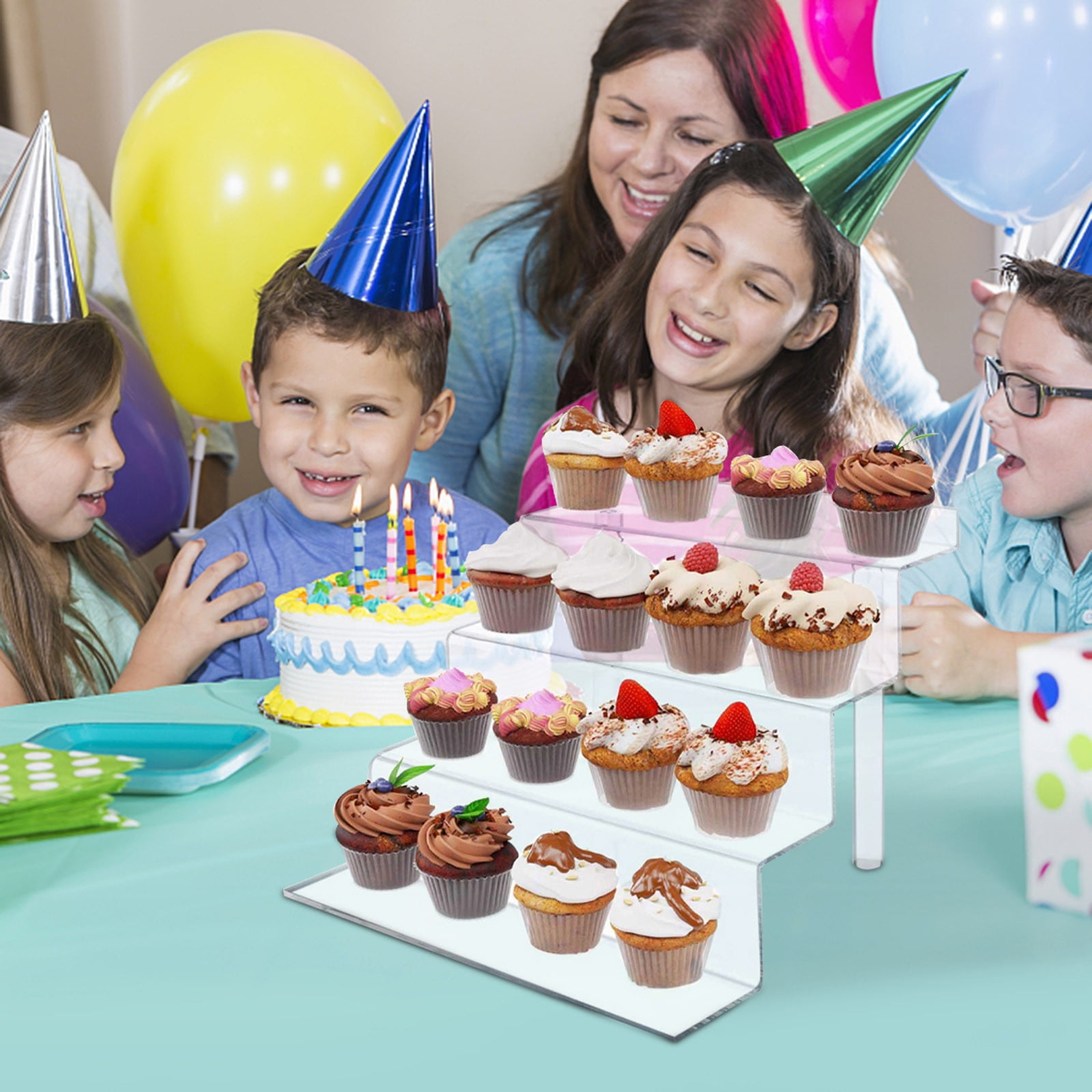 " Ornament Storage CYMMPU Display Rack, 4-layer Acrylic Riser Display ...