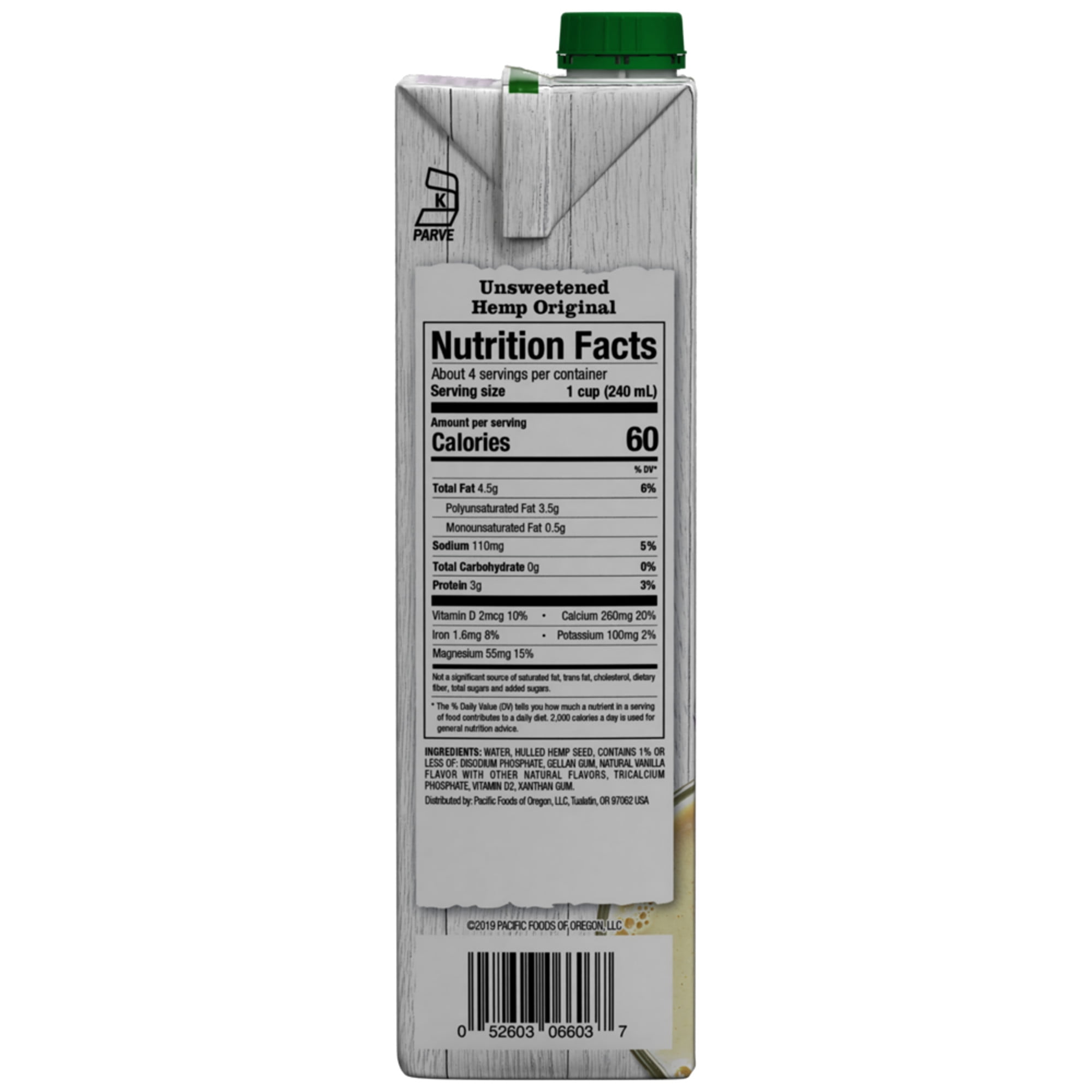 Unsweetened Hemp Milk Nutrition Facts at Timothy Stump blog