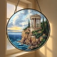 Cliffside Stone Temple Stained Glass Style Suncatcher – Window Decor ...