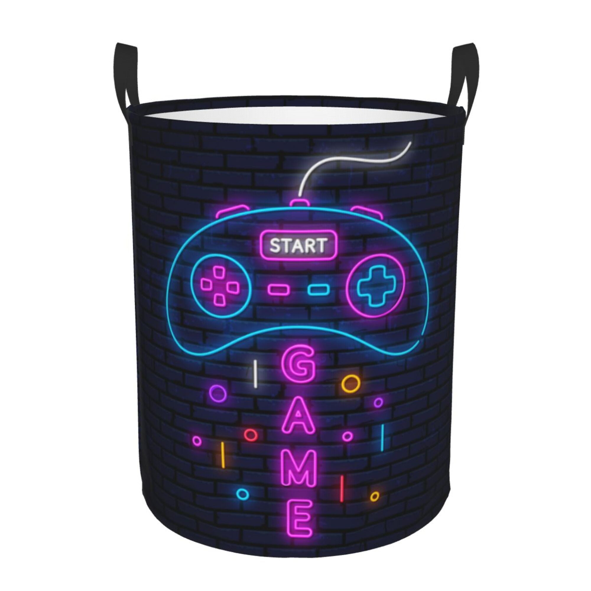 TEQUAN Waterproof Laundry Hampers, Neon Gamepad Games Pattern Clothes ...