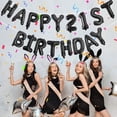 16" Mylar Foil Happy Birthday Balloon Banner Black Letters Party Decor ...