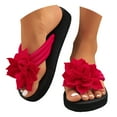 Bright Color Flower Wedge Flip Flops Non-slip Soft Sole Summer Vacation ...