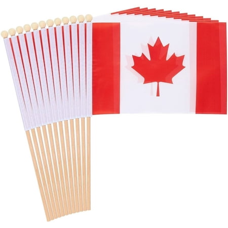 Juvale 12-Piece Canada Stick Flags - Canadian Hand-held Flags ...