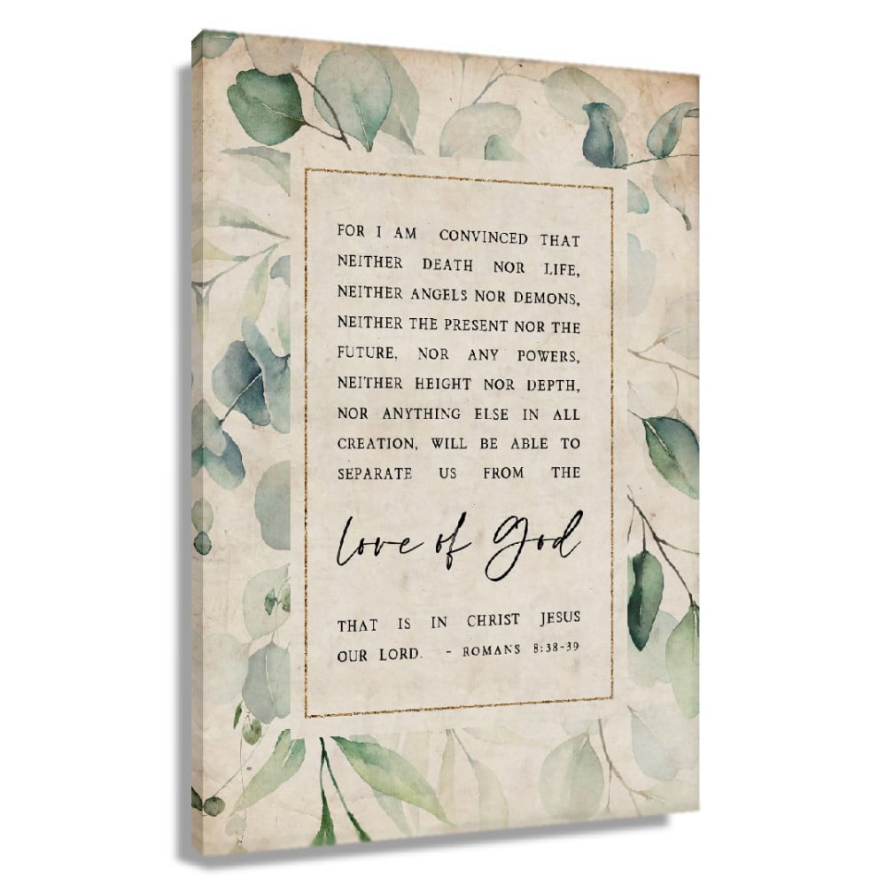 Romans 8 38-39 Wall Art Bible Verse Posters Leaf Wall Art For Room ...