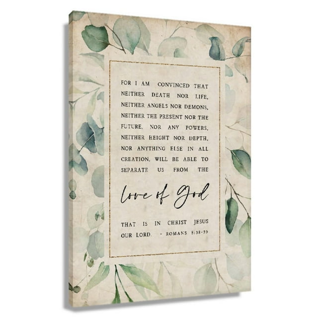 Romans 8 38-39 Wall Art Bible Verse Posters Leaf Wall Art For Room ...