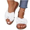 Bkhluea Women Bow Accent Rhinestone Trim Slide Sandals Slip On ...
