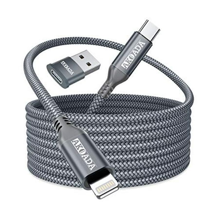 AkoaDa USB C To Lightning Cable 10 Feet（3 Meters）Apple MFi Certified ...