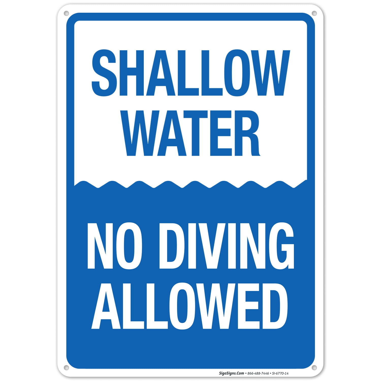 Shallow Water No Diving Allowed Sign, Pool Sign, - Walmart.com
