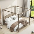 Wood Canopy Bed with Headboard and Support Legs, King Size Canopy ...