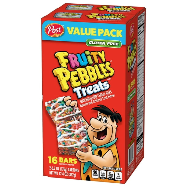 Post Fruity PEBBLES Treats, Breakfast Cereal Bars, Gluten Free, Snack ...