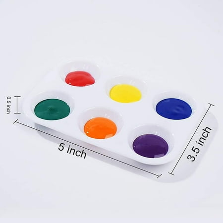 30 Pcs White Plastic Paint Palettes 6 Well Rectangular Watercolor ...