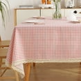 Cotton and Linen Lace Plaid Tablecloth in Brown Green Pink Red Blue ...