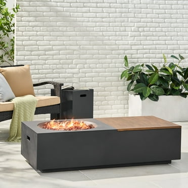 Mayfair Lightweight Concrete Outdoor 50,000 BTU Rectangular Fire Pit ...