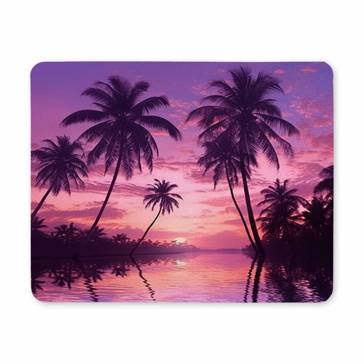 Gaming Mouse Pad Custom,Palm Trees Beaches Mouse Pad,Purple Sky ...