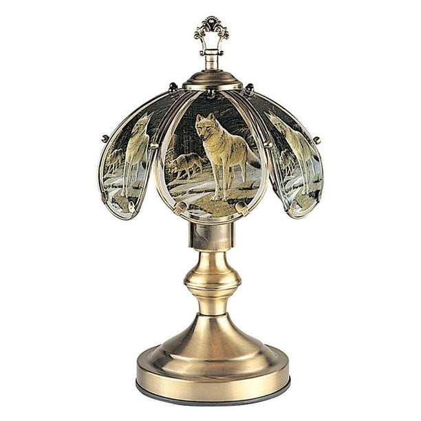 OK Lighting OK-603AB-WO 14.25-Inch Touch Lamp with Wolf Theme, Antique ...