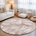 Clay Fronds 3FT Round Area Rugs for Living Room Terracotta Sand Leaf ...