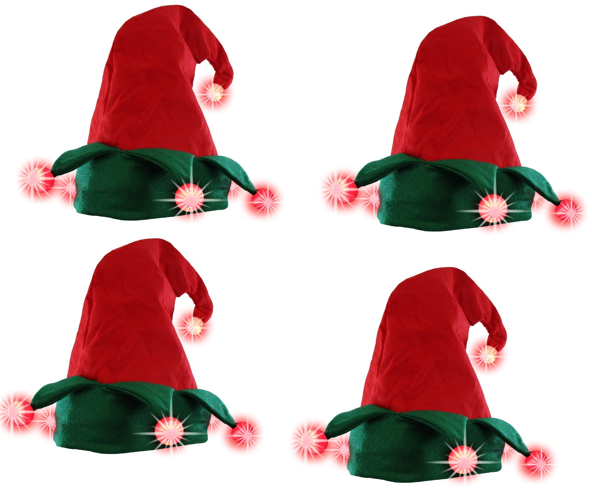 Nicky Bigs Novelties Light Up Elf Hat Costume Accessory, Red Green, One ...