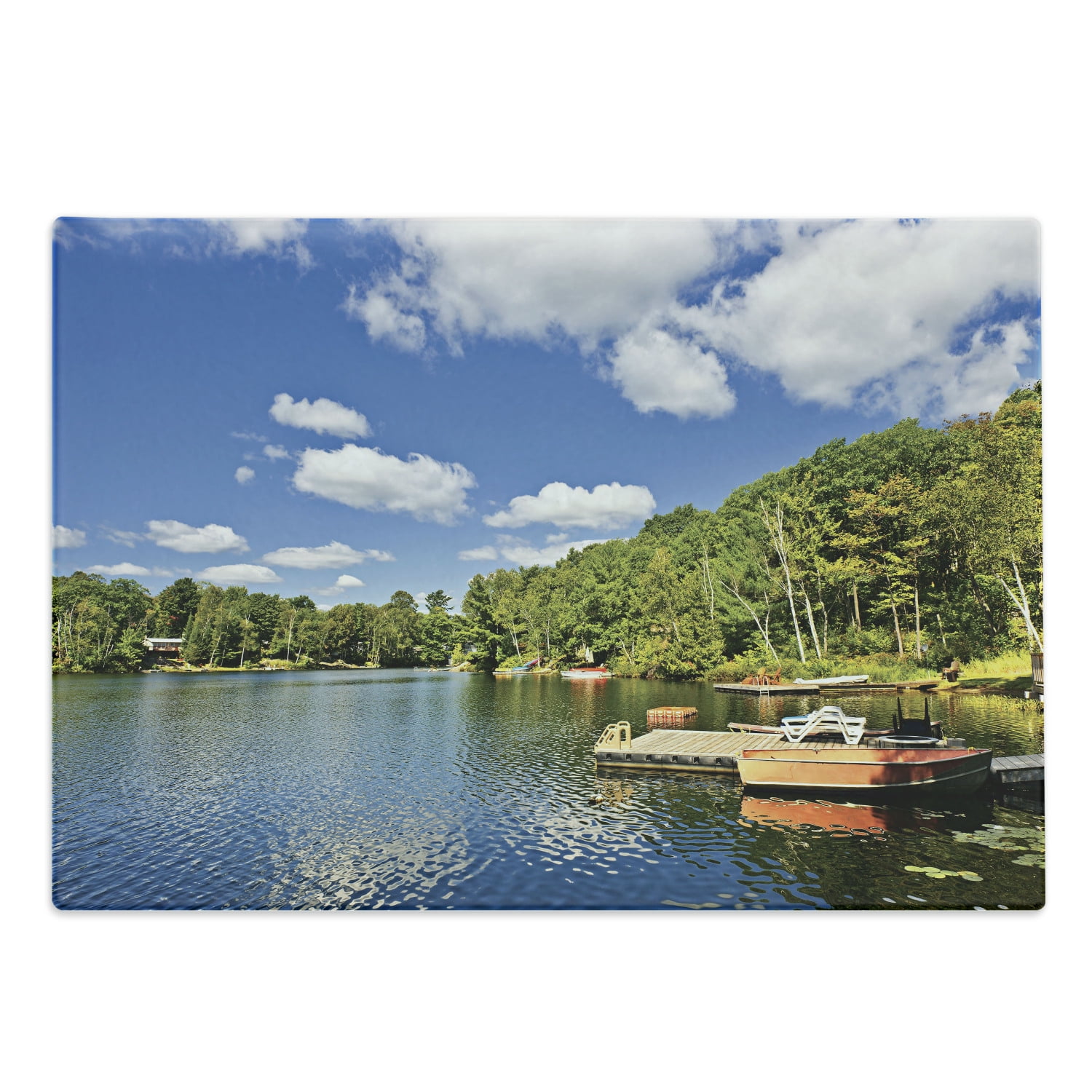 Lake Theme Cutting Board, Illustration of Docks in Ontario Canada ...