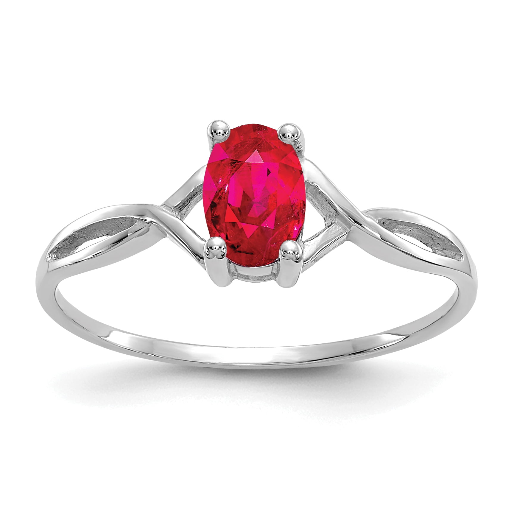 Primal Gold 14 Karat White Gold Ruby Birthstone Ring - Walmart.com