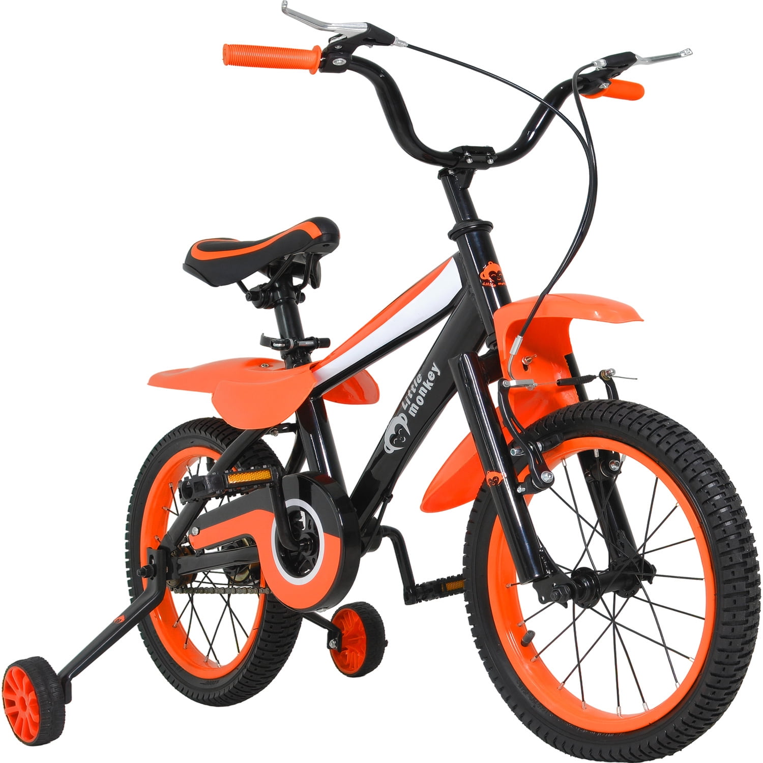 Bicicleta Infantil Naranja Nino Little monkey R16 Llantas Entrenadoras