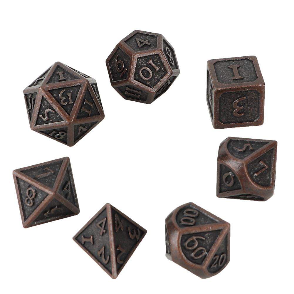 Fyydes 7pcs Metal Vintage Polyhedral Dices Irregular Shape Table Game ...