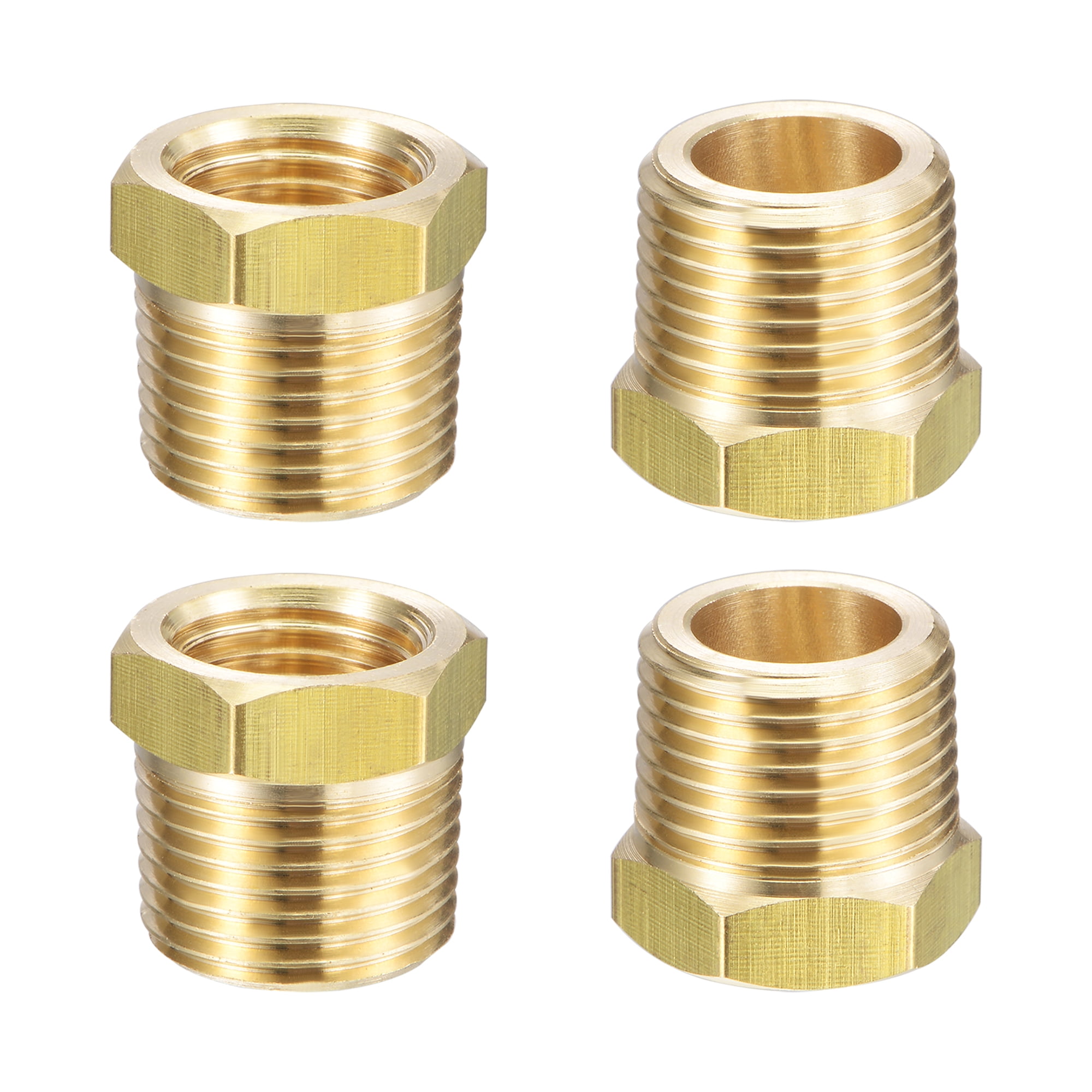 Uxcell Brass Pipe Fitting Reducer Adapter 3/8" BSPT Male x 1/4" NPT ...