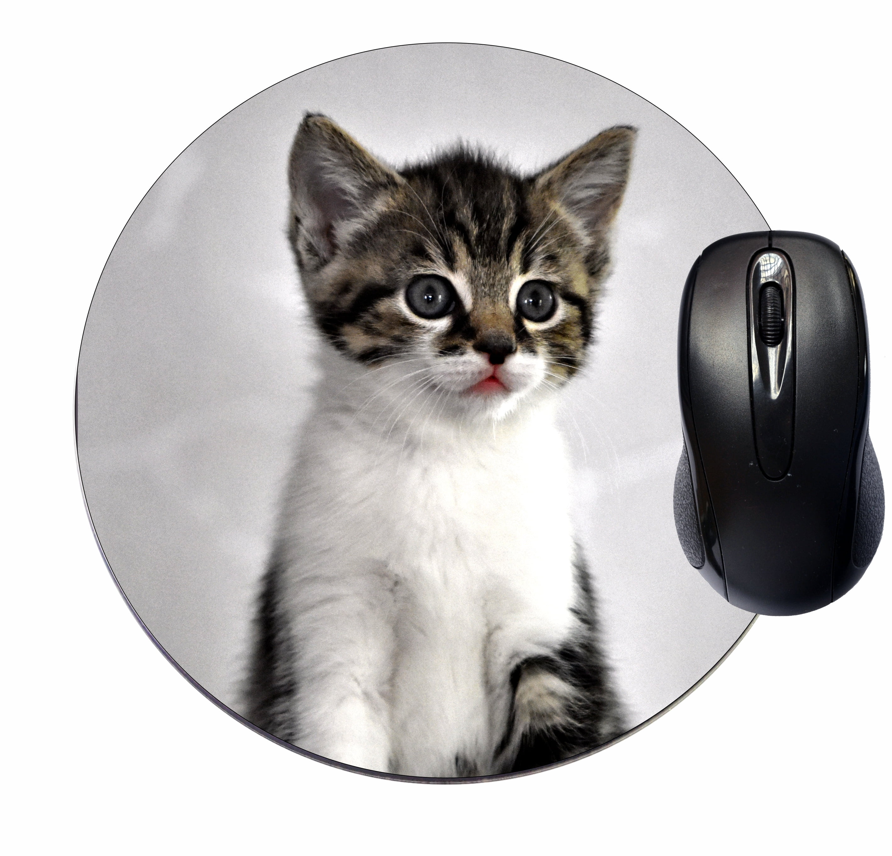 Mouse Mat Pad Mousepad Cute Desk Round Circle Mousemat Grey and White ...