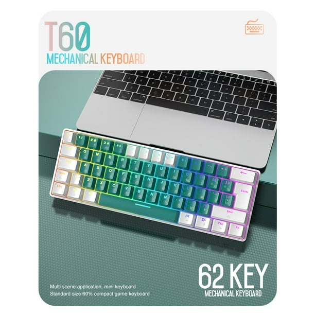 T60 Mechanical Keyboard USB Mini 62 Keys Wired Mechanical Keyboard ...