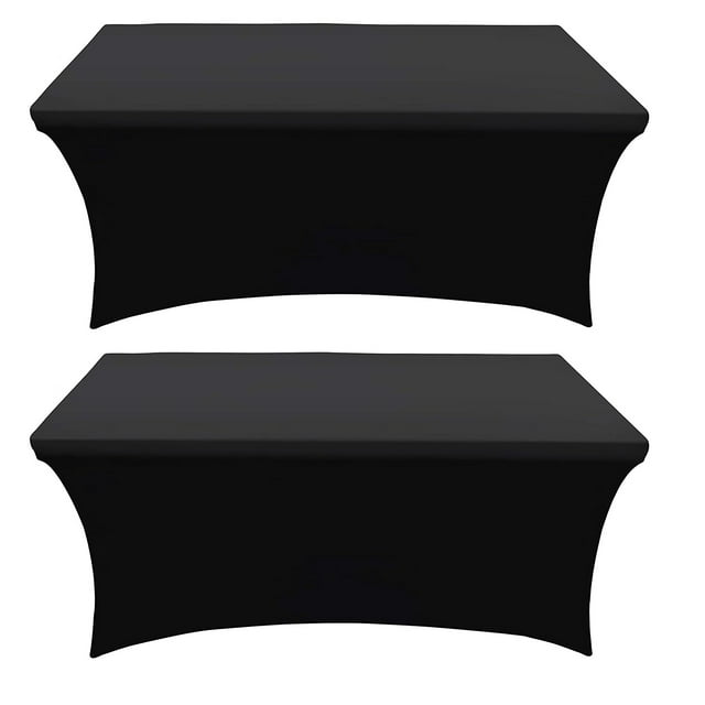 Black 2 Pack 6 Foot Rectangular Stretch Spandex Table Covers by Banquet ...