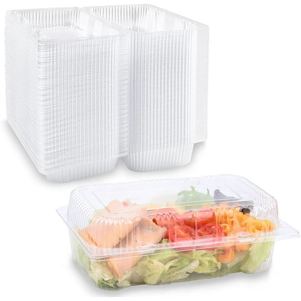 50Pack Disposable Clear Plastic Hinged Food Containers with Lids, Loaf ...