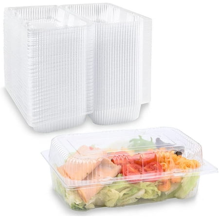 50Pack Disposable Clear Plastic Hinged Food Containers with Lids, Loaf ...