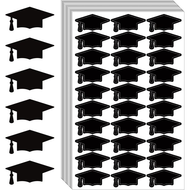 Holzlrgus 600pcs Graduation Cap Stickers Black Graduation Hat Sealing ...