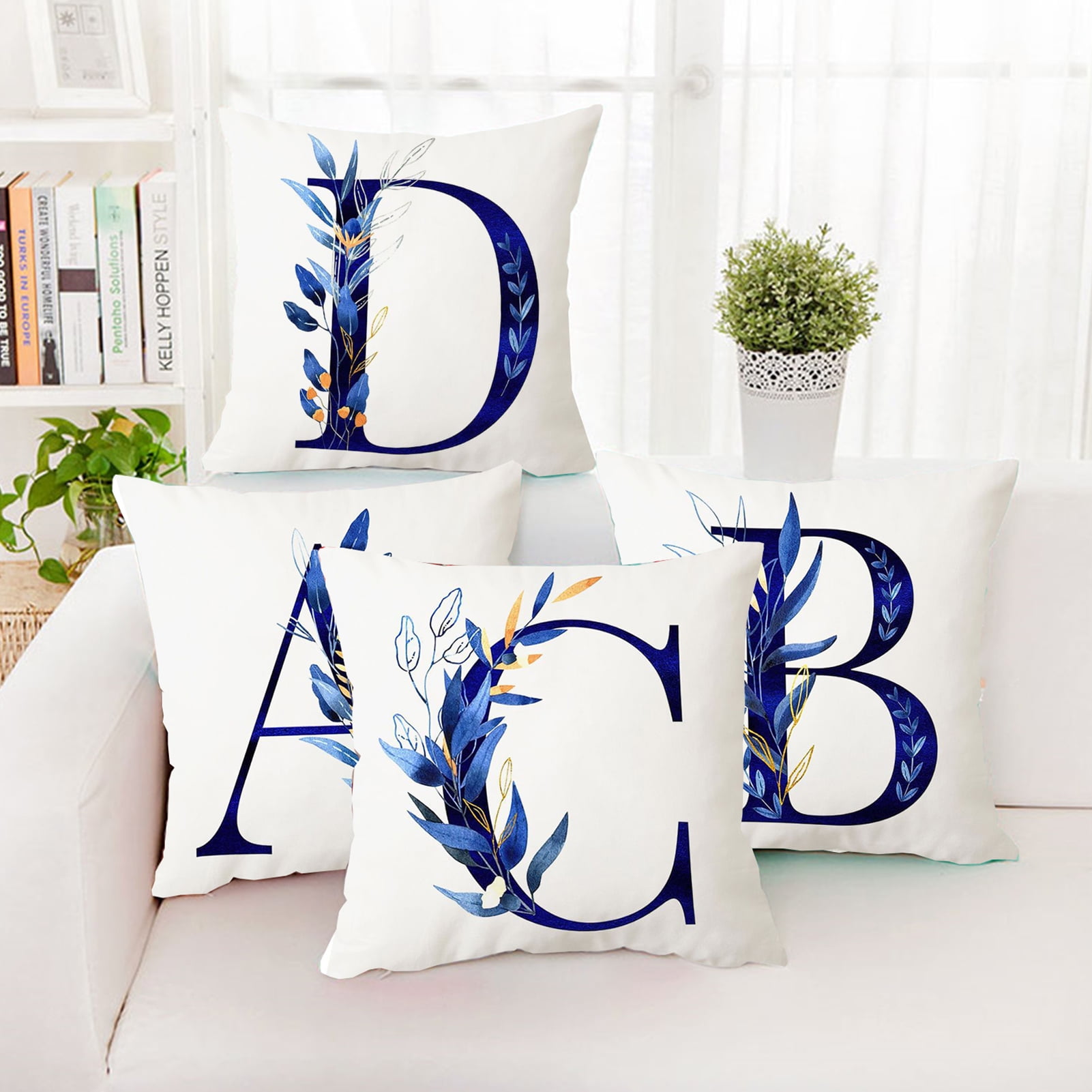 Dengjunhu Throw Pillow Covers Alphabet Decorative Pillow Cases ABC ...