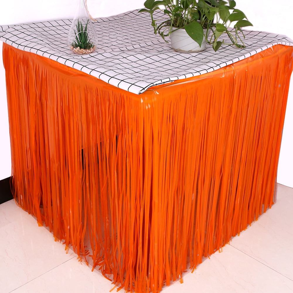 Metallic Foil Fringe Table Skirt, 108 X 29 inch Tinsel Table Skirt for ...