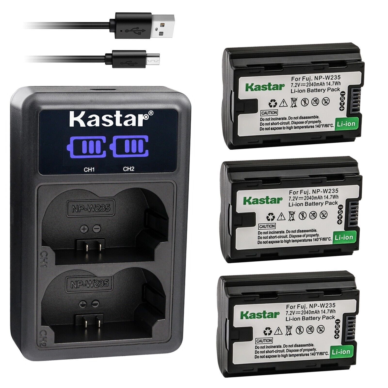 Kastar 3-Pack NP-W235 Battery and LED2 USB Charger Compatible with ...