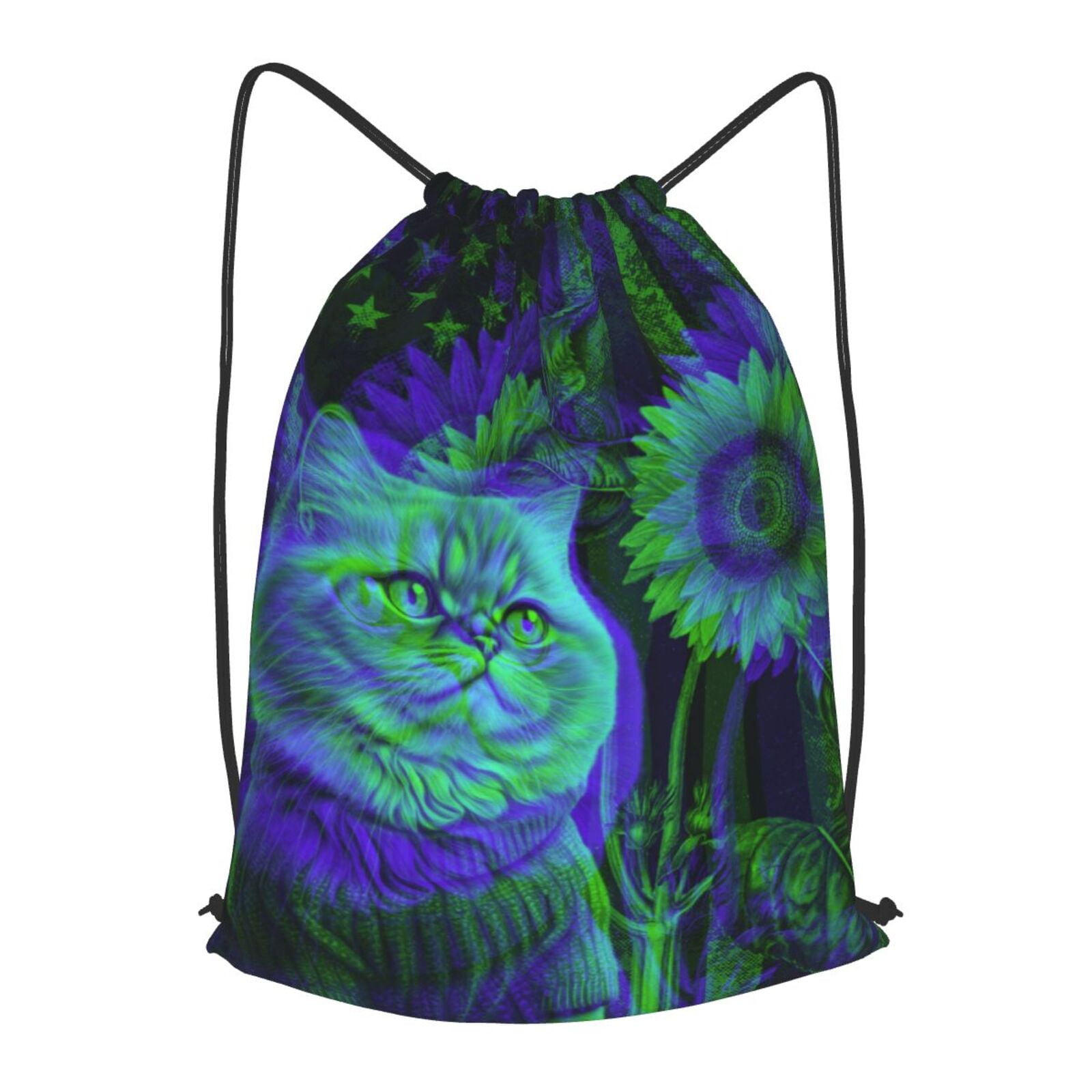 XMXT Waterproof Gym Bag, Sunflower Cat Two Color Pattern Drawstring ...