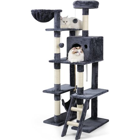 XBRW Cat Tree Cat Tower 61" Multi-Level Kitten House Condo with ...